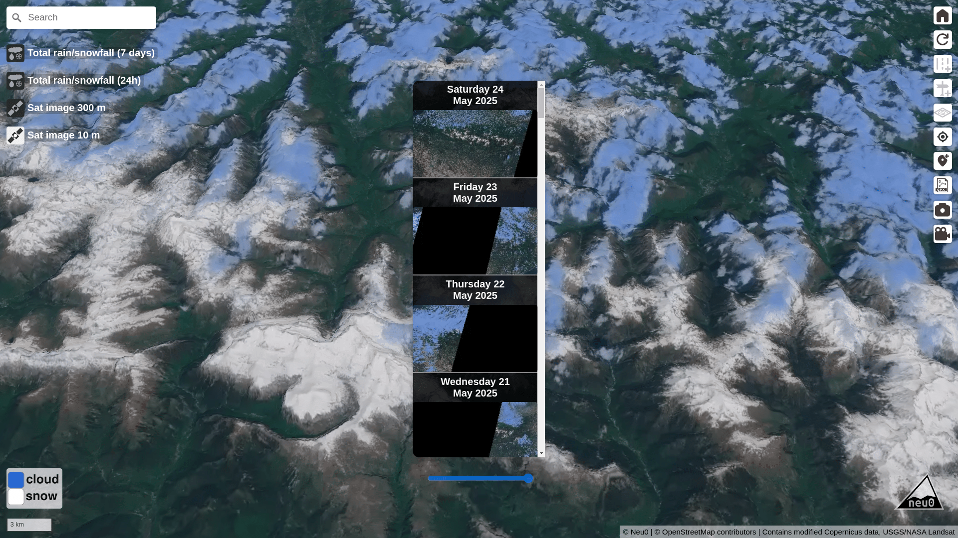 Snow forecast and recent satellite images - Neu0